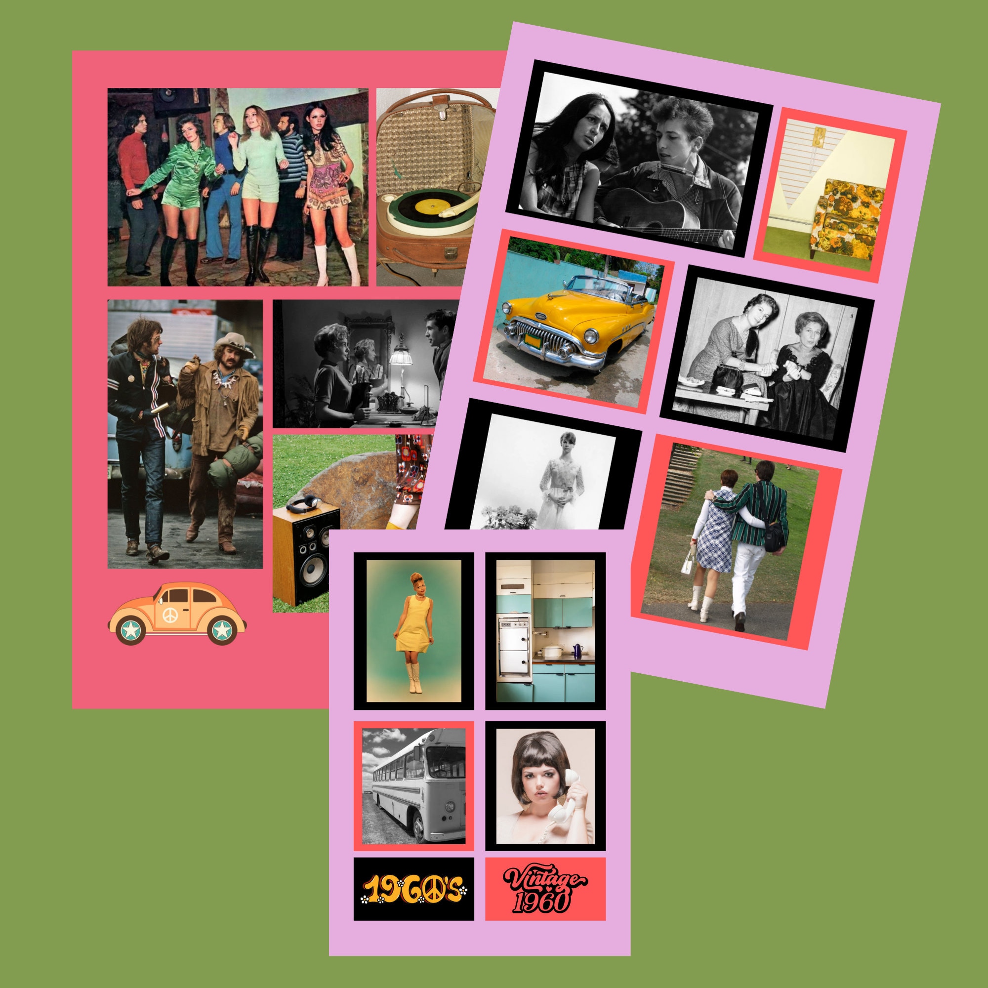 1960s Junk Journal Kit, 1960s Nostalgia Prints, Scrapbooking, Craft Kit ...