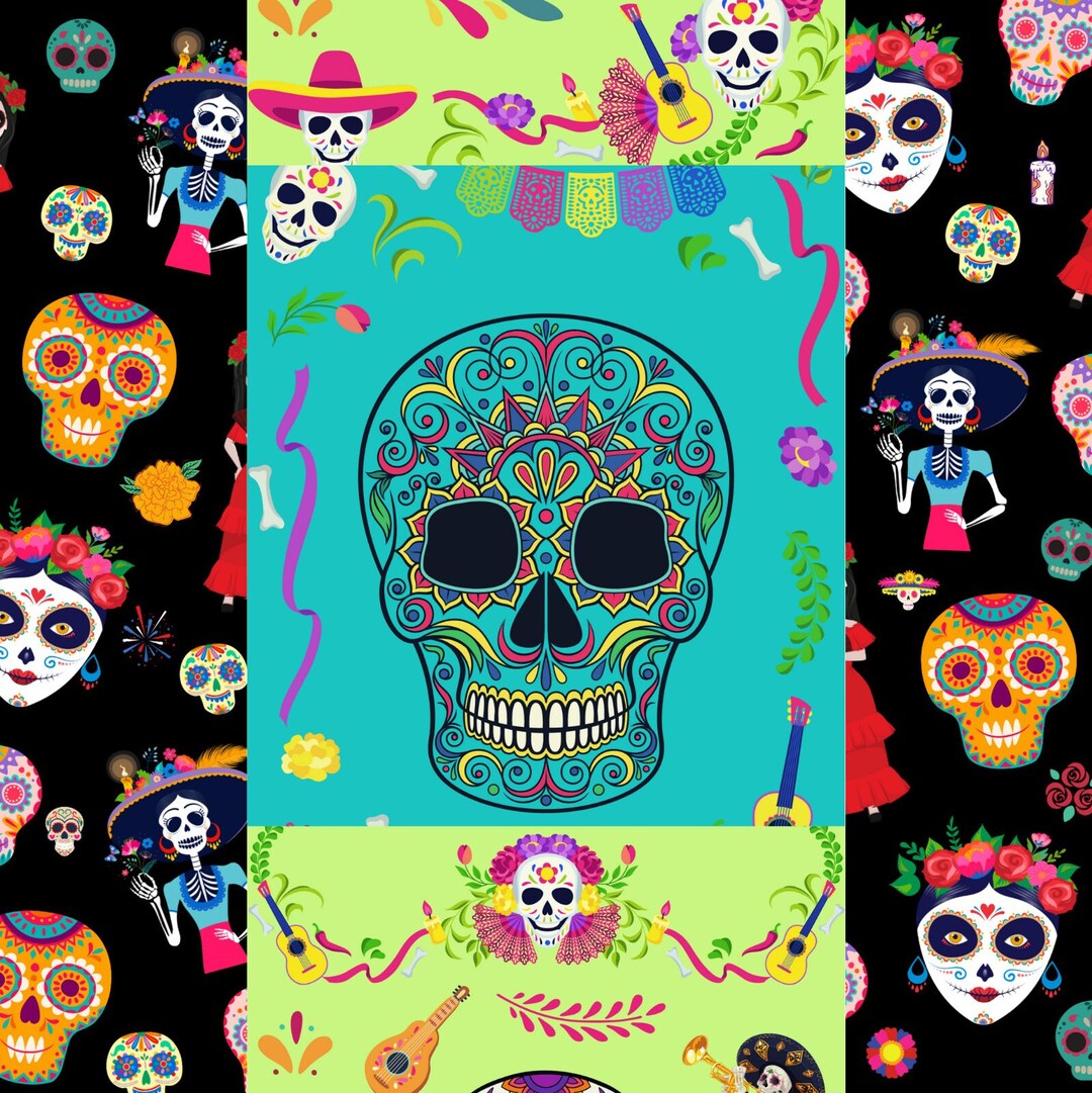 Day of the Dead Festival Printable Paper Skulls Pattern - Etsy UK