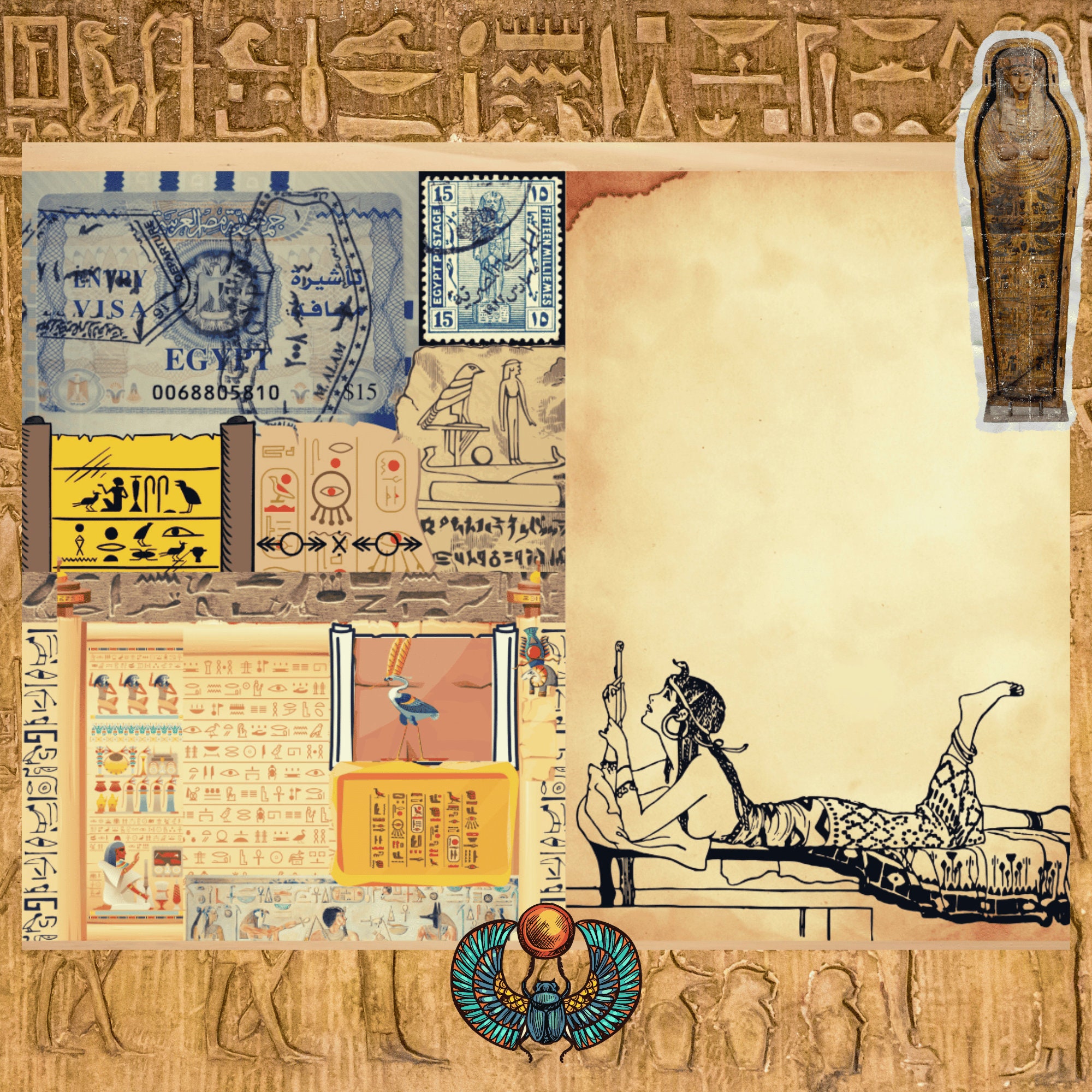 Printable Egyptian Scrapbook Paper, Digital Download, Journal Papers ...