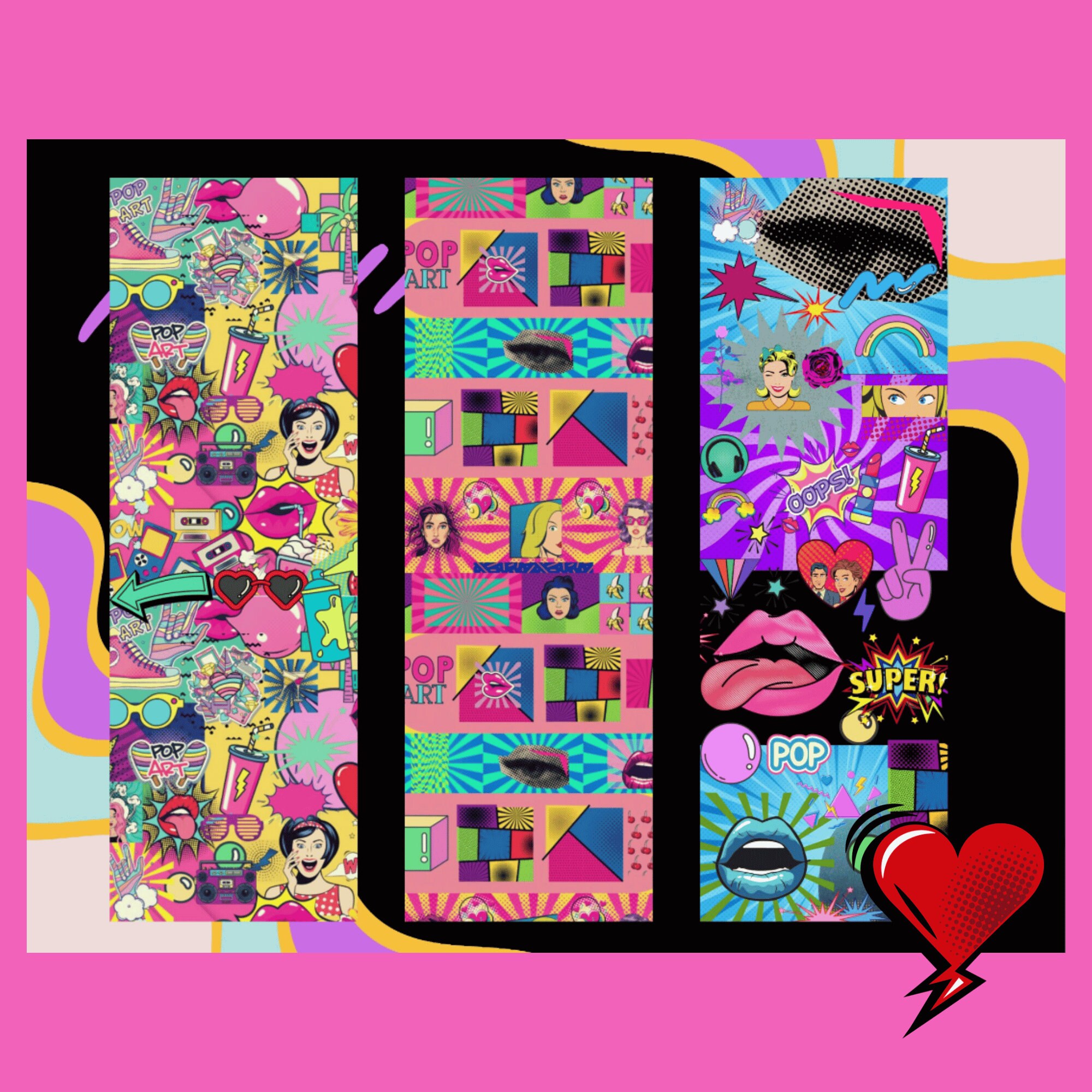 Pop Art Bookmarks: 6 Printable Comic Style Designs (PDF) - Etsy