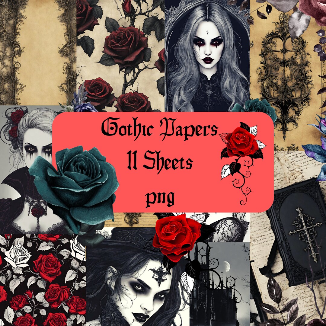 Gothic Journal Papers, Collage Sheets, Scrapbooking, Digital Prints ...