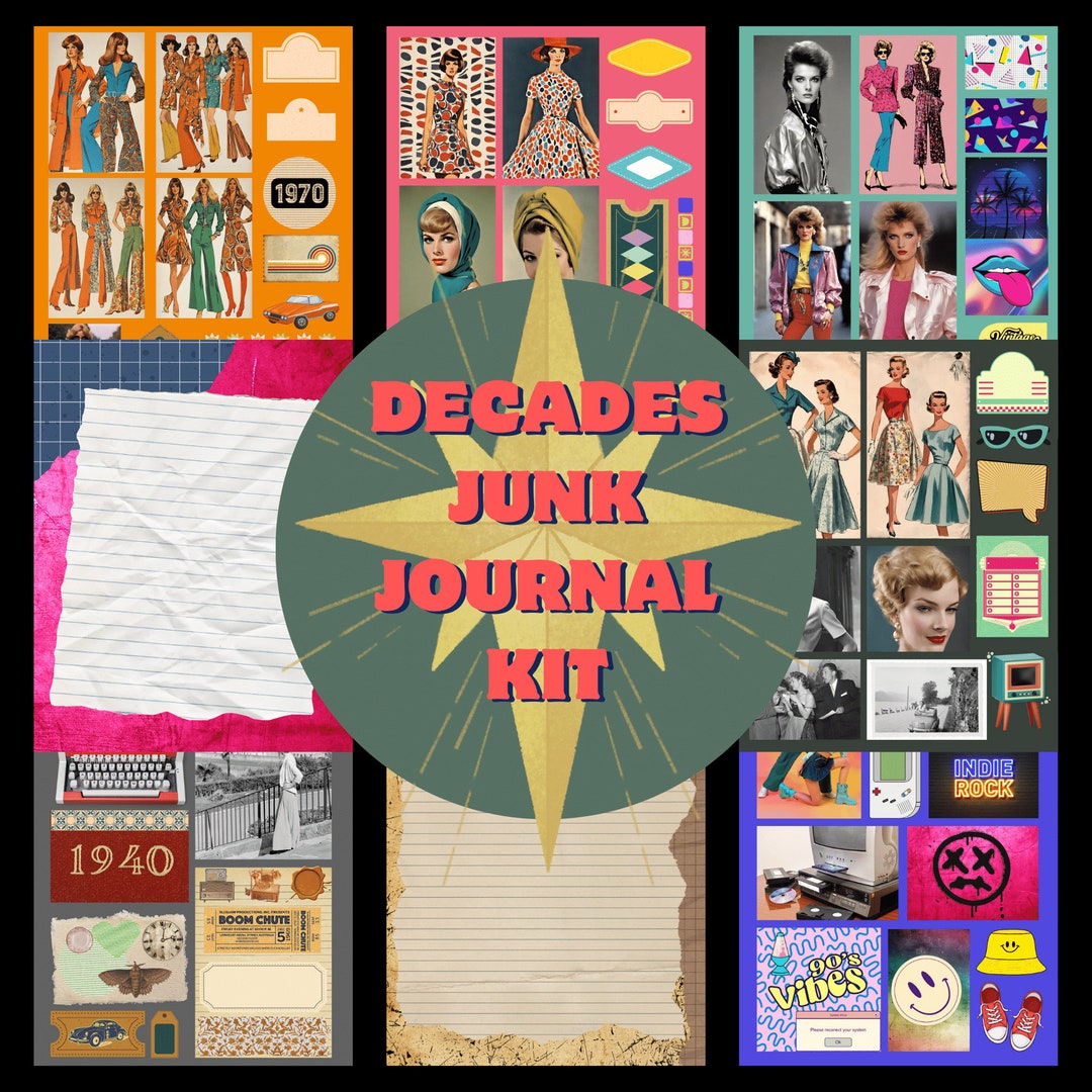 Printable Junk Journal Kit, Digital Ephemera Sheets, 1940s, 1950s ...