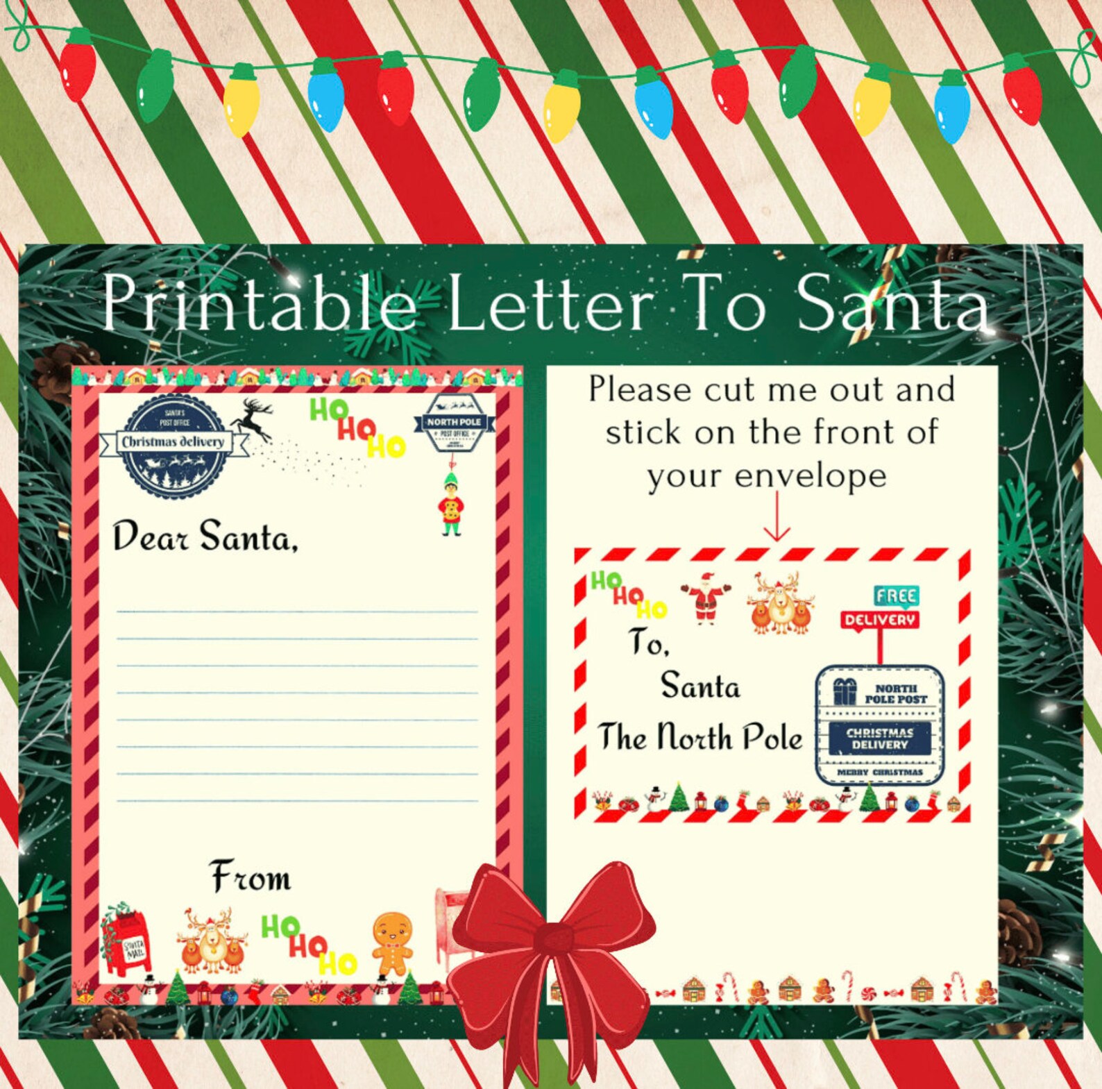 Printable Letter to Santa, Kids Craft, Digital Print, Christmas - Etsy