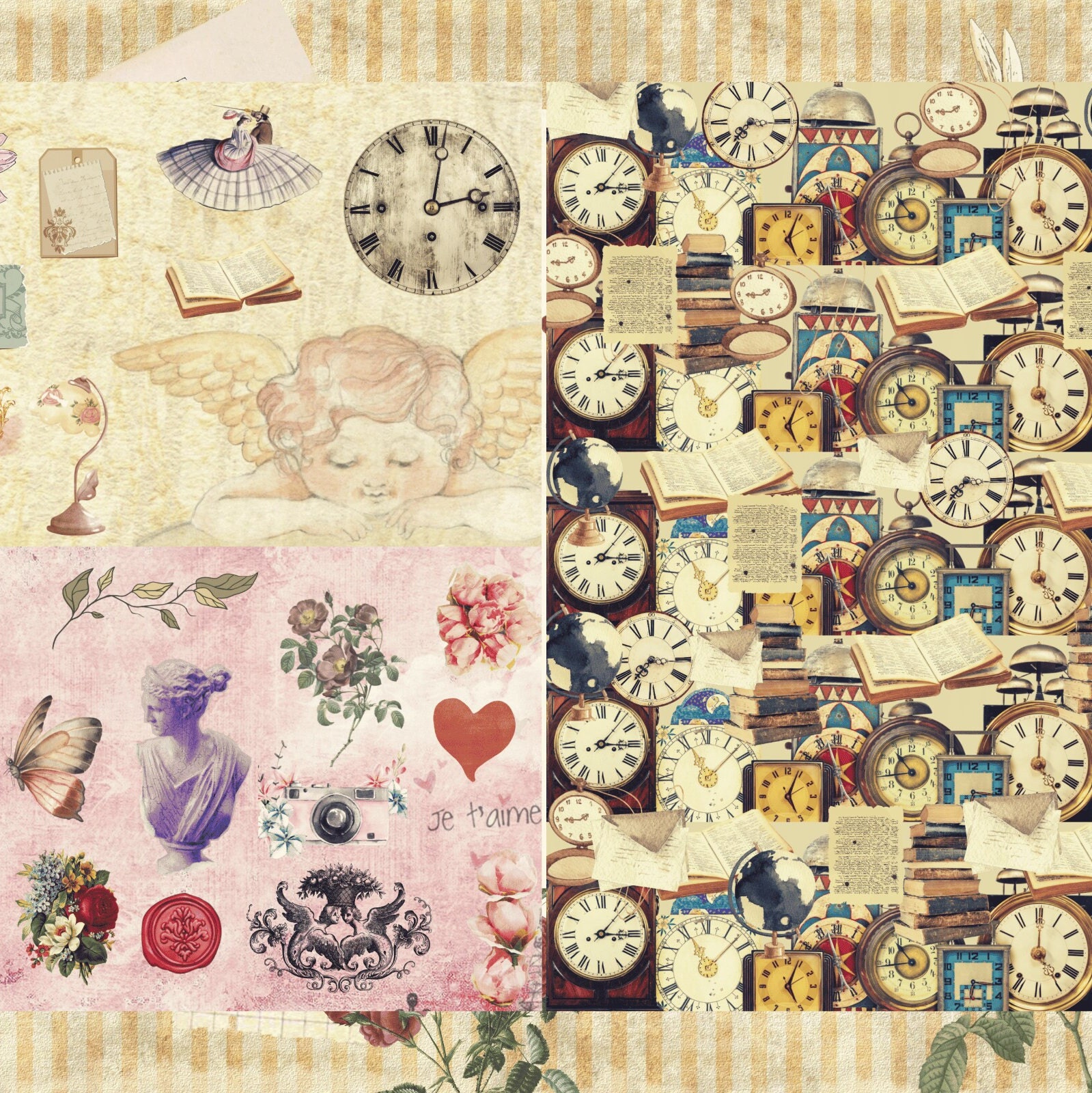 Vintage Journal Backgrounds, Junk Journal Kit, Digital Paper, Journal ...