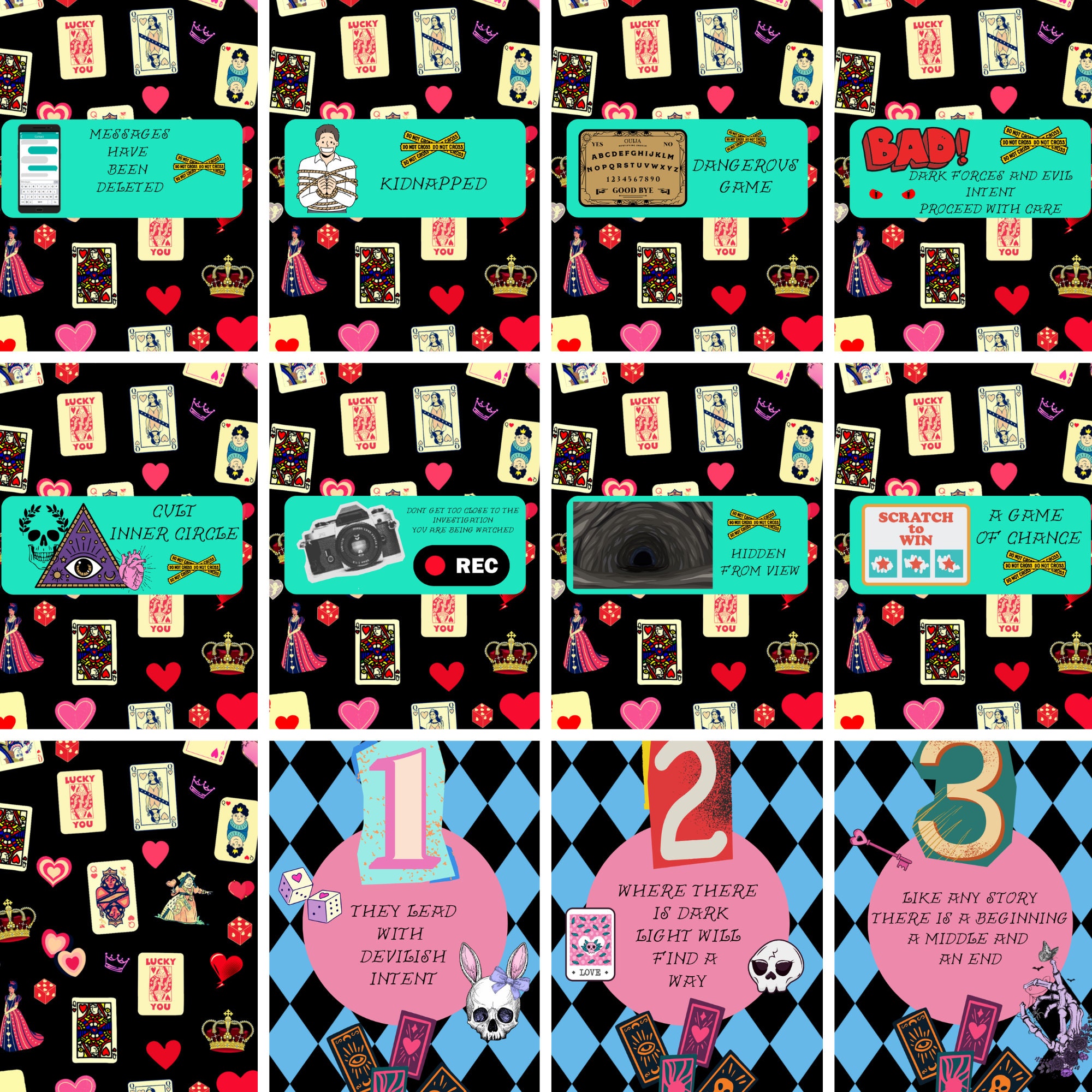 True Crime Tarot Deck, Printable Oracle Cards, Retro Gothic, Digital ...