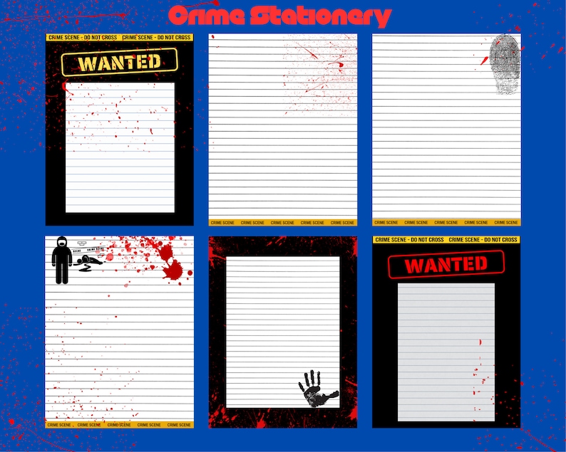 Crime Stationery Set, Printable Crime Notepaper, True Crime, Crime ...