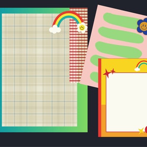 Retro Stationery, Digital Paper, Writing Set, Retro Backgrounds ...