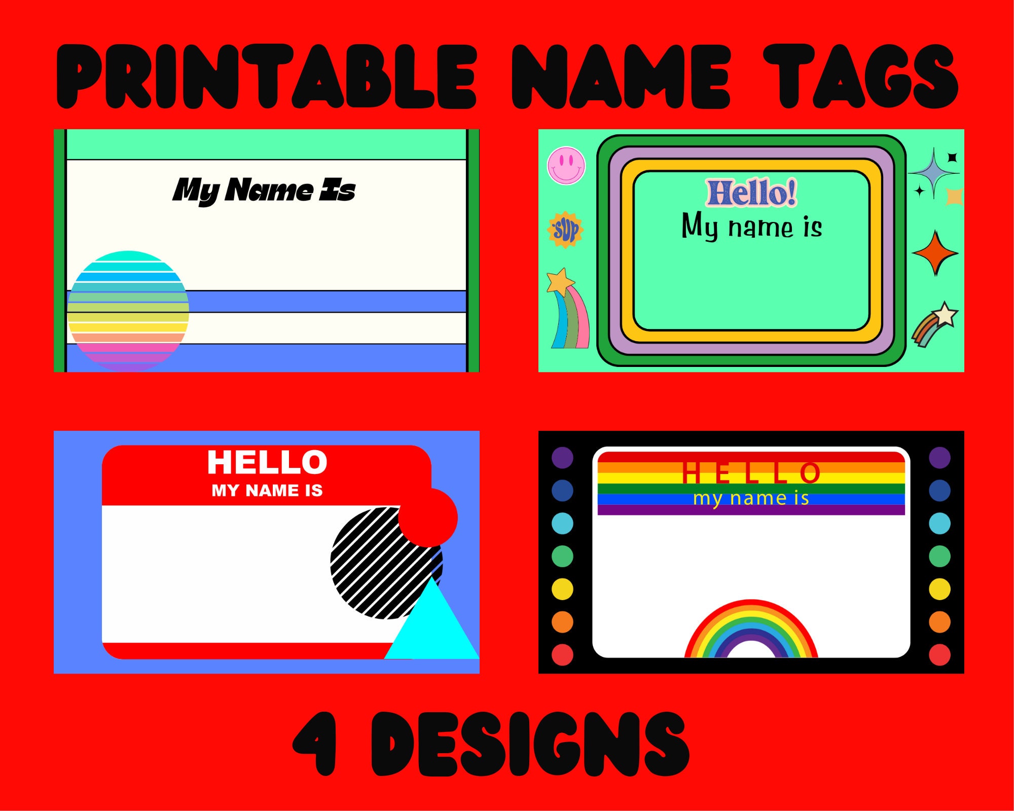Name Tag Prints Digital Labels Badge Inserts PNG - Etsy