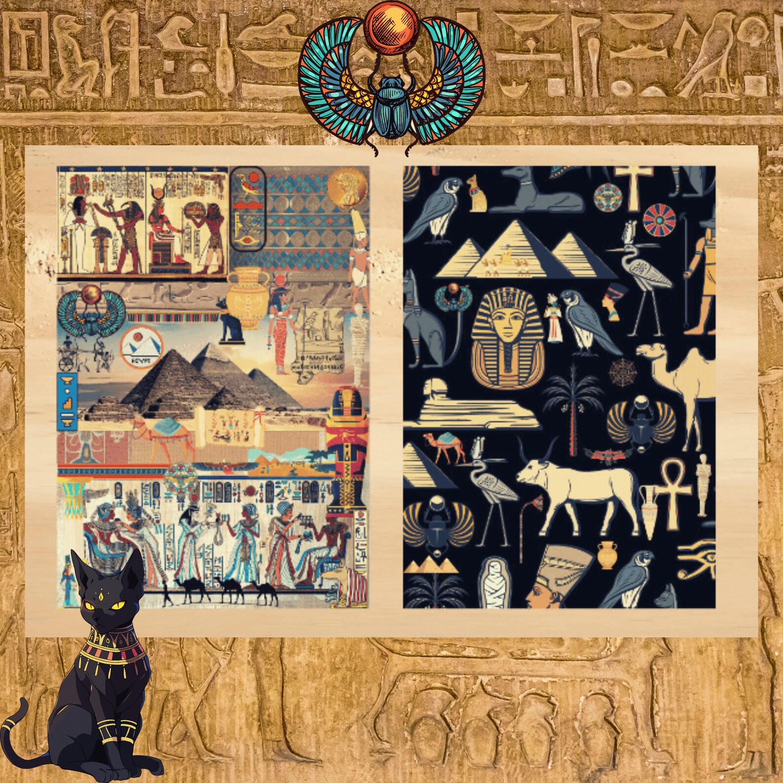 Printable Egyptian Scrapbook Paper, Digital Download, Journal Papers ...
