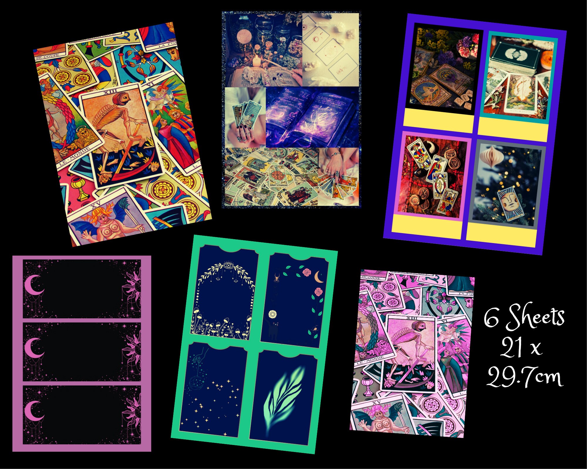 Printable Tarot Sheets, Clairvoyant, Scrapbooking, Paper Prints, DIY ...
