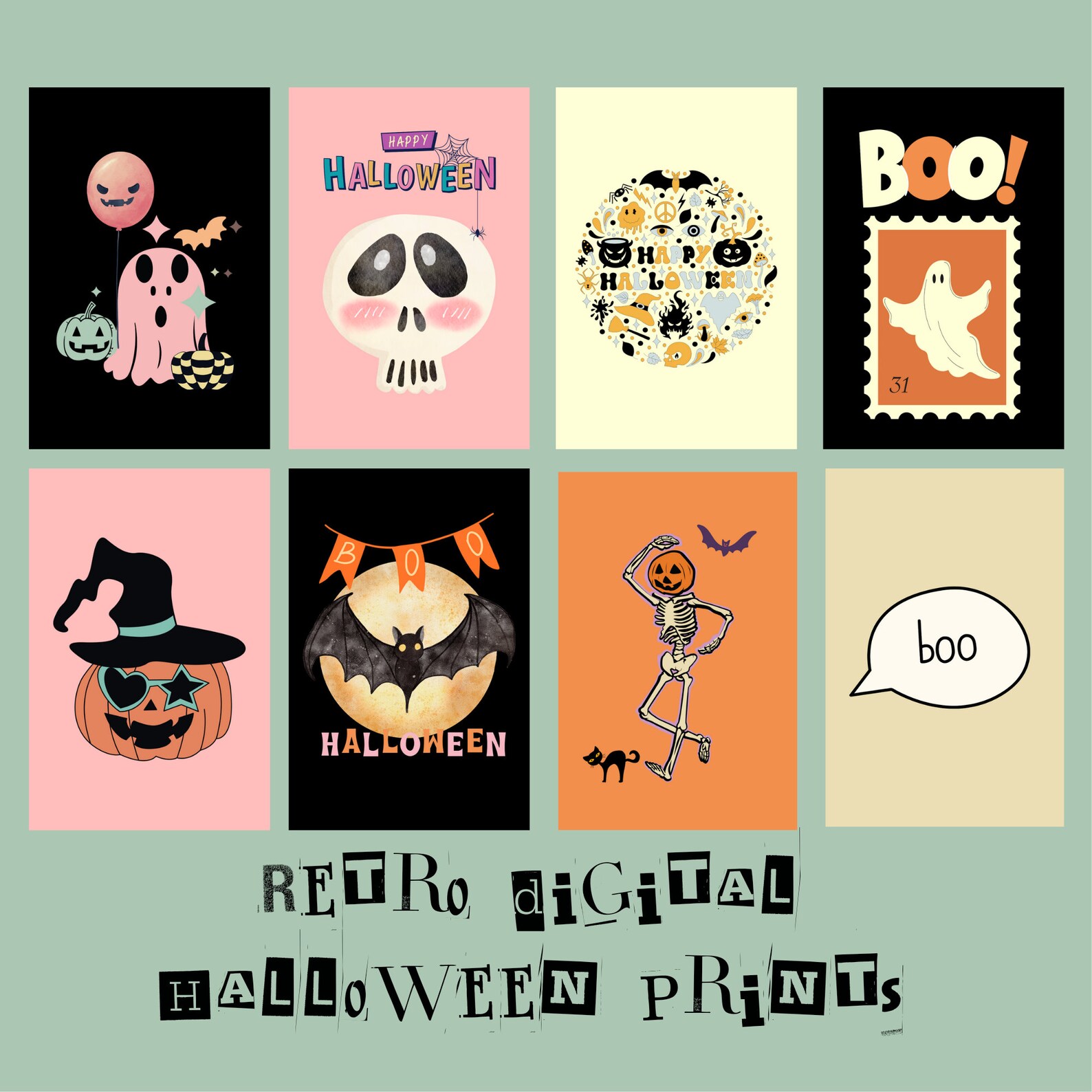 Halloween Decor, Halloween Digital Prints, Spooky Prints, Halloween PNG ...
