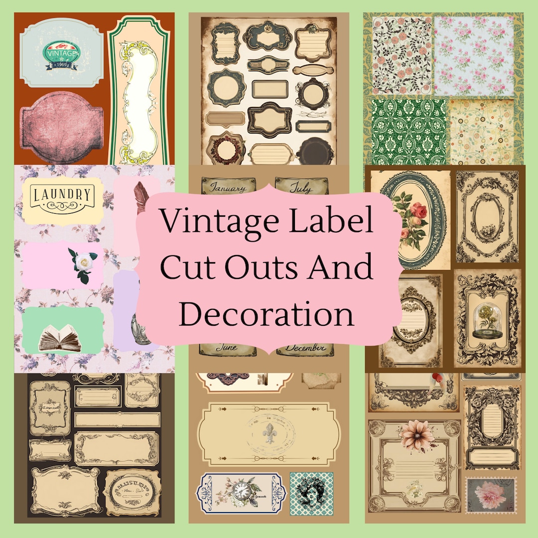 Vintage Label Cut Outs and Decoration, Digital Junk Journal, Ephemera ...