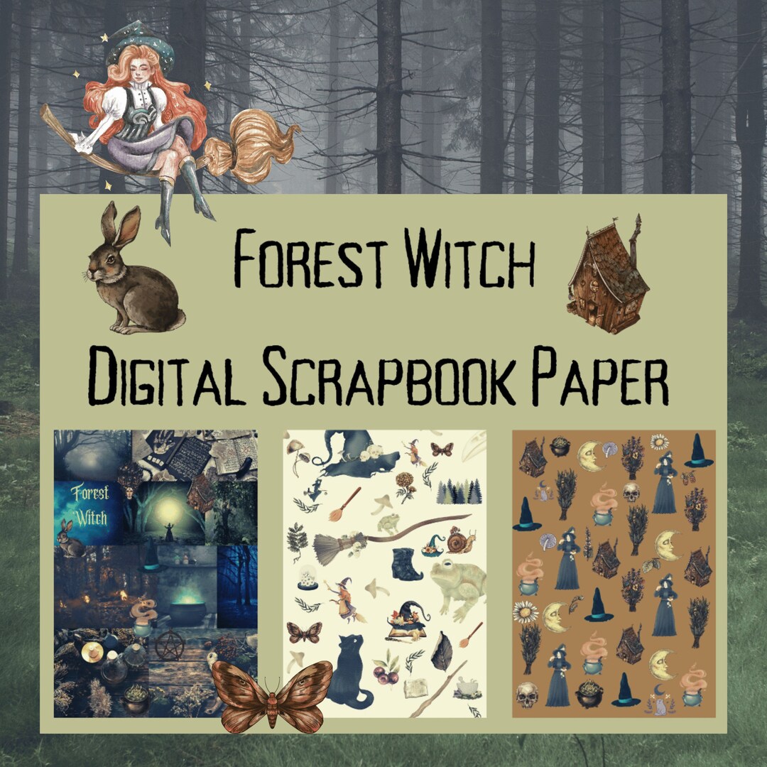 Printable Forest Witch Scrapbook Paper, Junk Journaling, DIY Craft - Etsy
