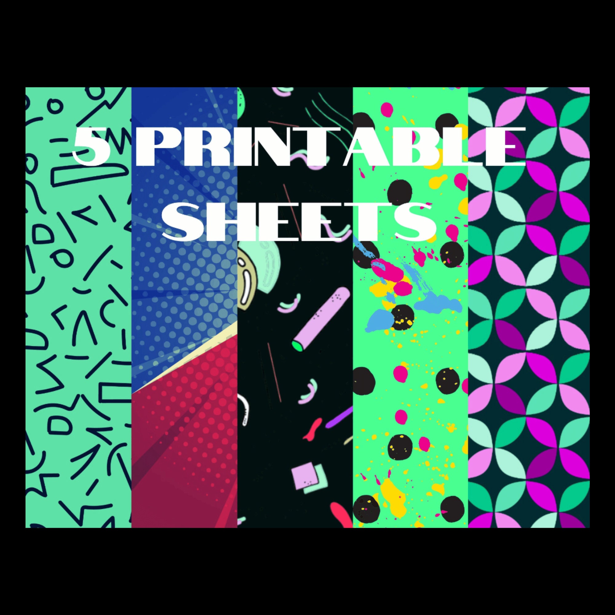 80s Pop Themed Printable Sheets, Backgrounds, 80s Patterns ...