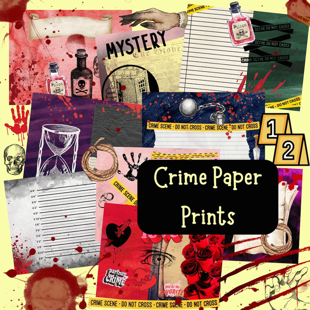 Crime Journal Papers, Digital Prints, Scrapbooking, Collage ...