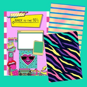 90s Digital Junk Journal Kit, Background Paper, Retro Theme, Digital ...