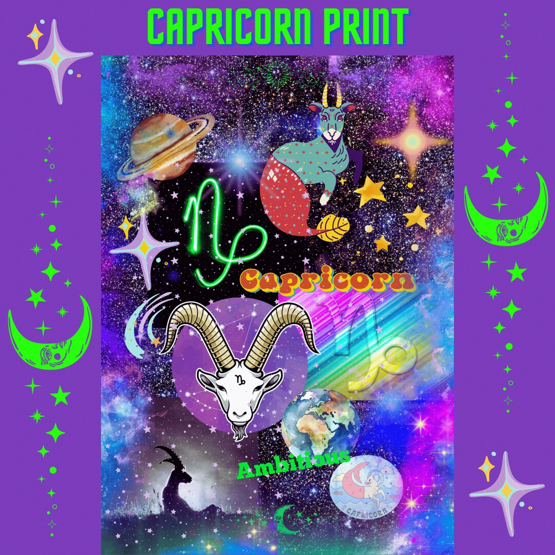 Birthday Gift, Capricorn Print, Zodiac, Astrology, DIY Craft, Digital ...