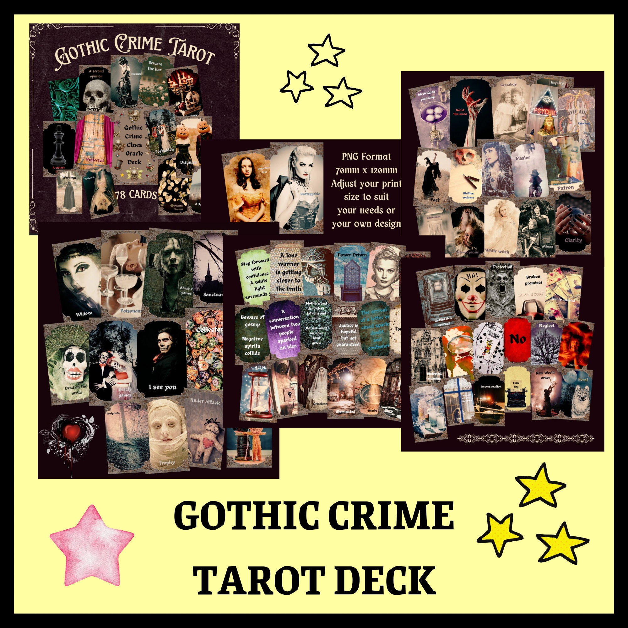 Printable Oracle Decks, Shop Bundle, Digital Tarot Cards, True Crime ...