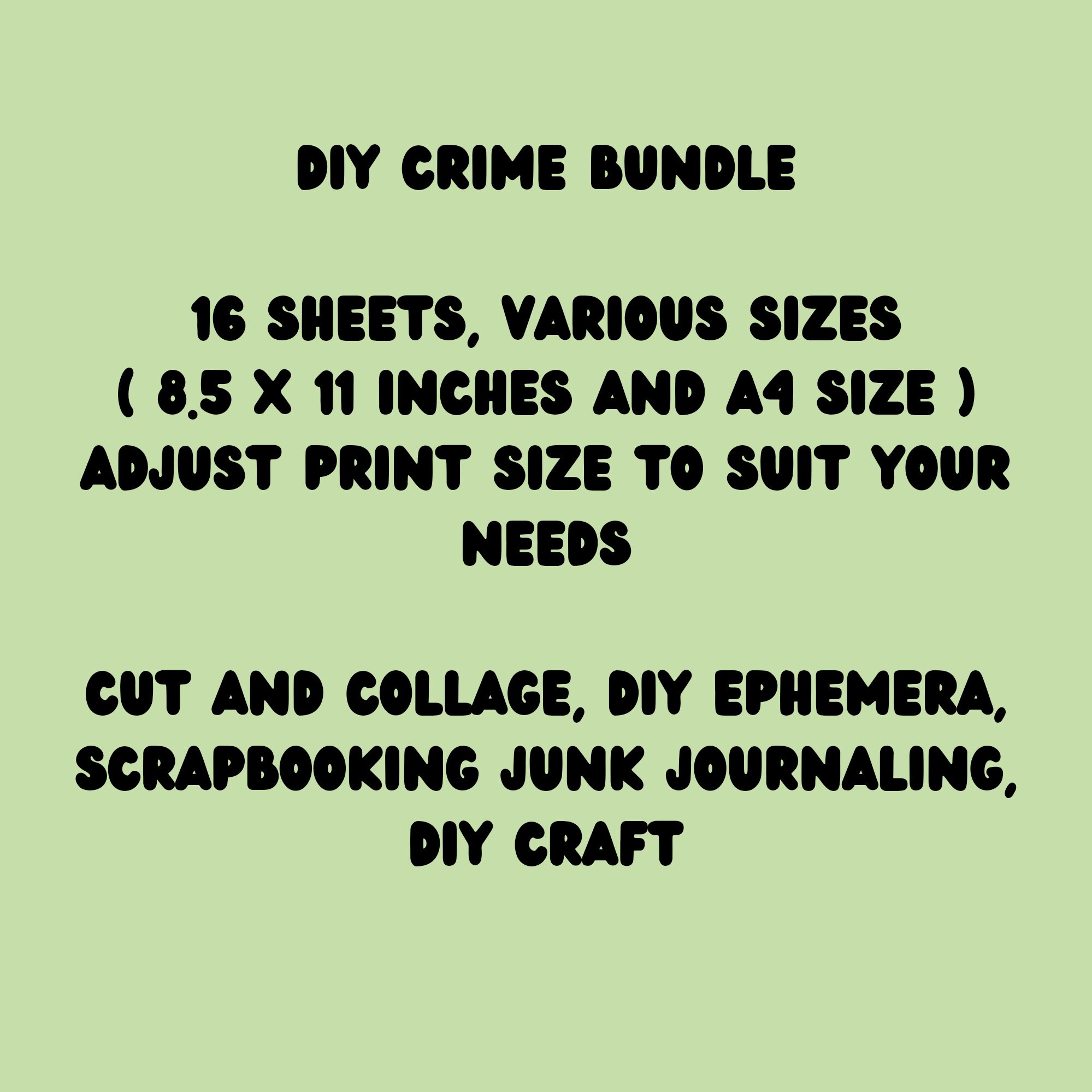 Printable True Crime Junk Journal, Collage Sheets, DIY Ephemera ...