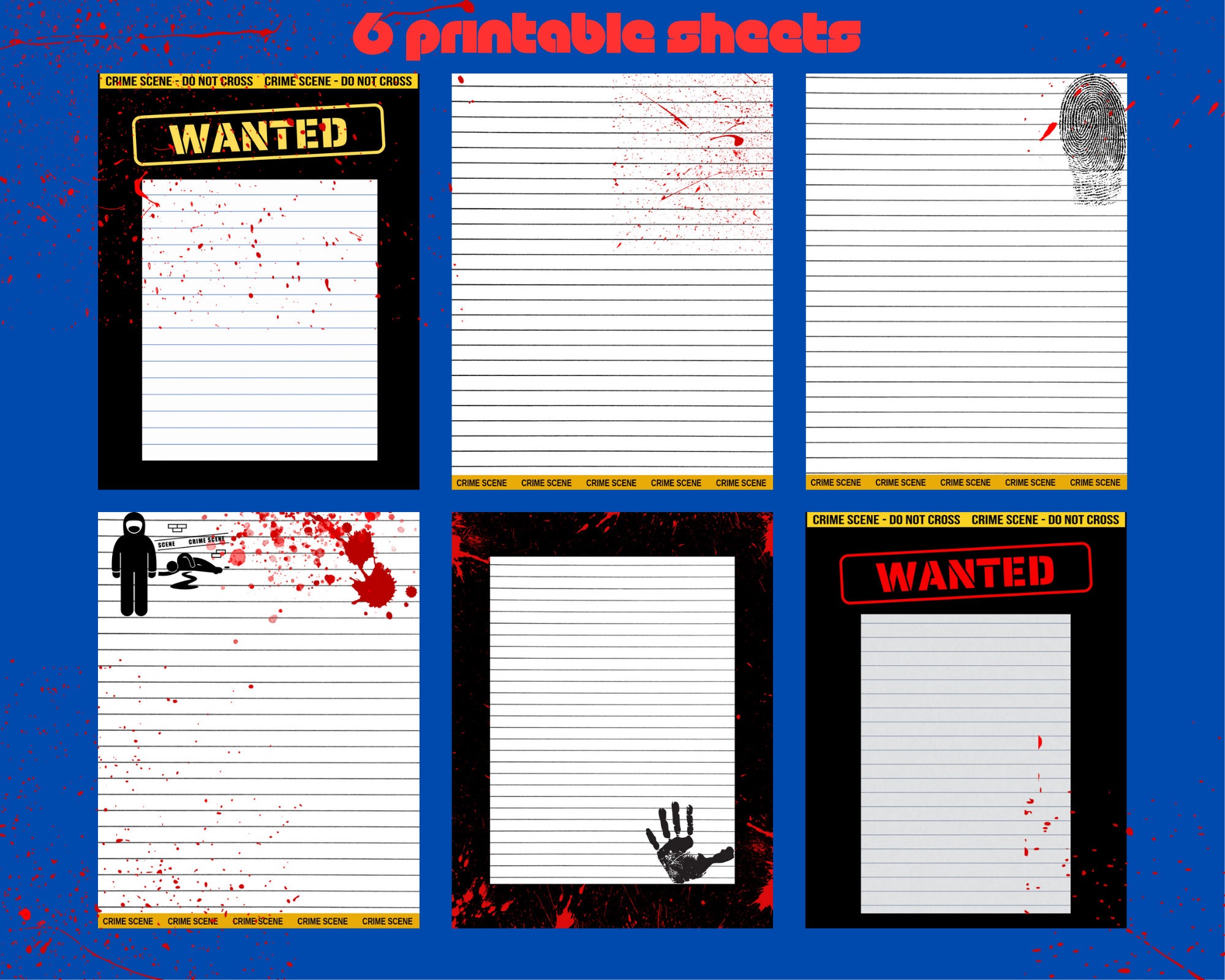 Crime Stationery Set, Printable Crime Notepaper, True Crime, Crime ...