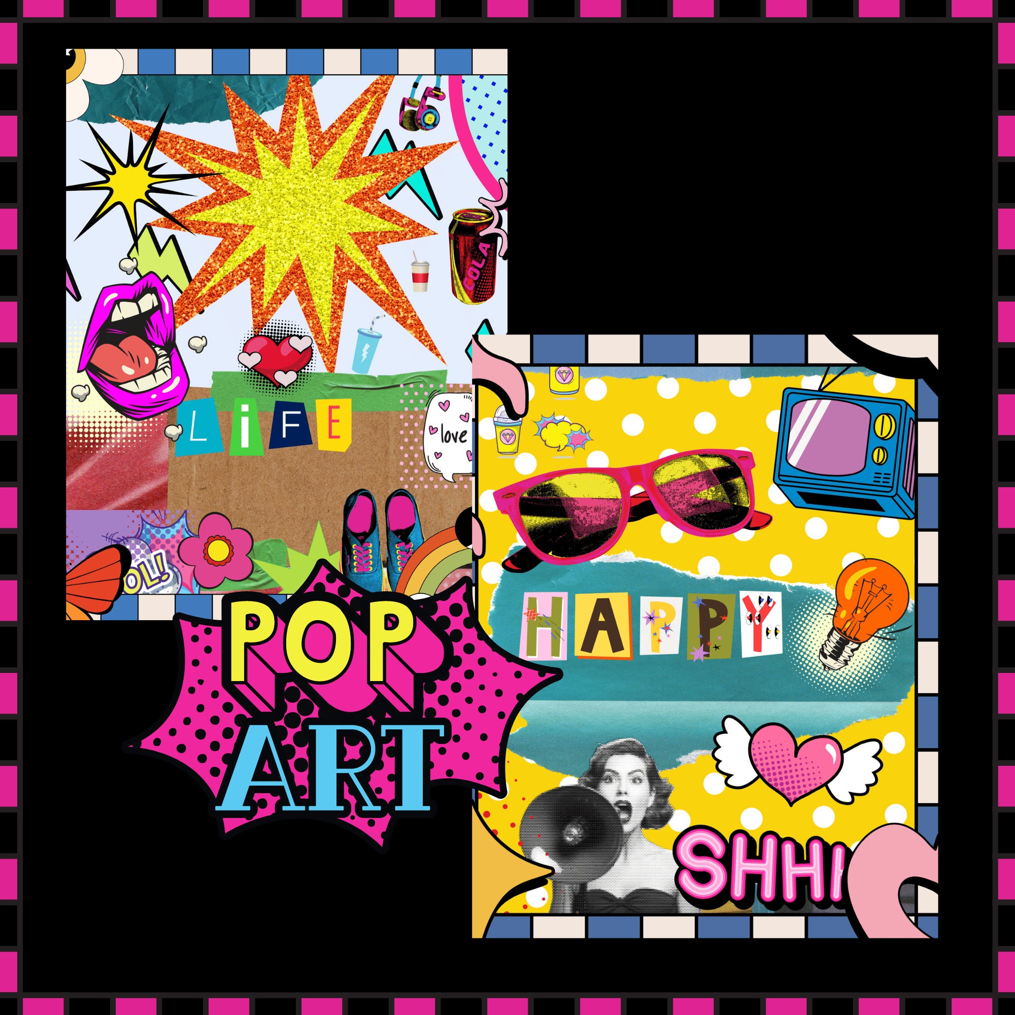 Printable Pop Art Journal Papers, Digital Scrapbook Prints - Etsy