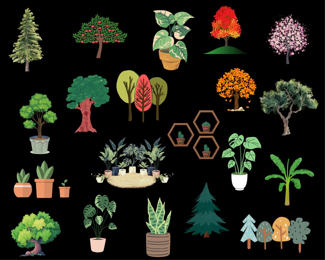 Trees and Plants Clip Art, DIY Craft - Etsy
