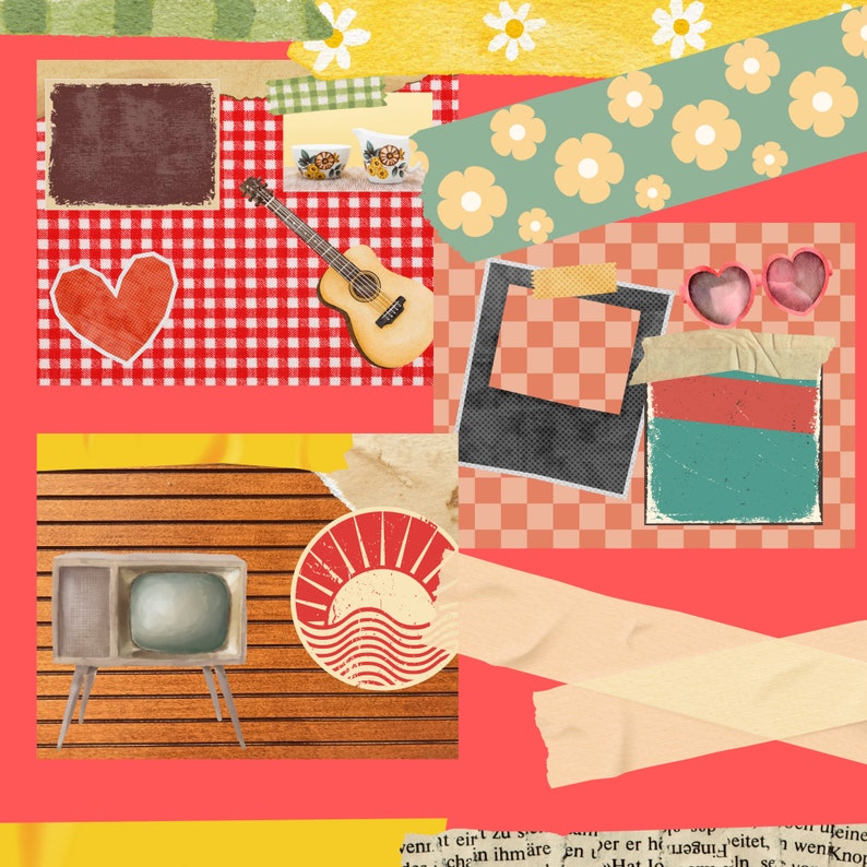 1970s Scrapbook Paper, Digital Prints, Retro Vintage, Junk Journal ...