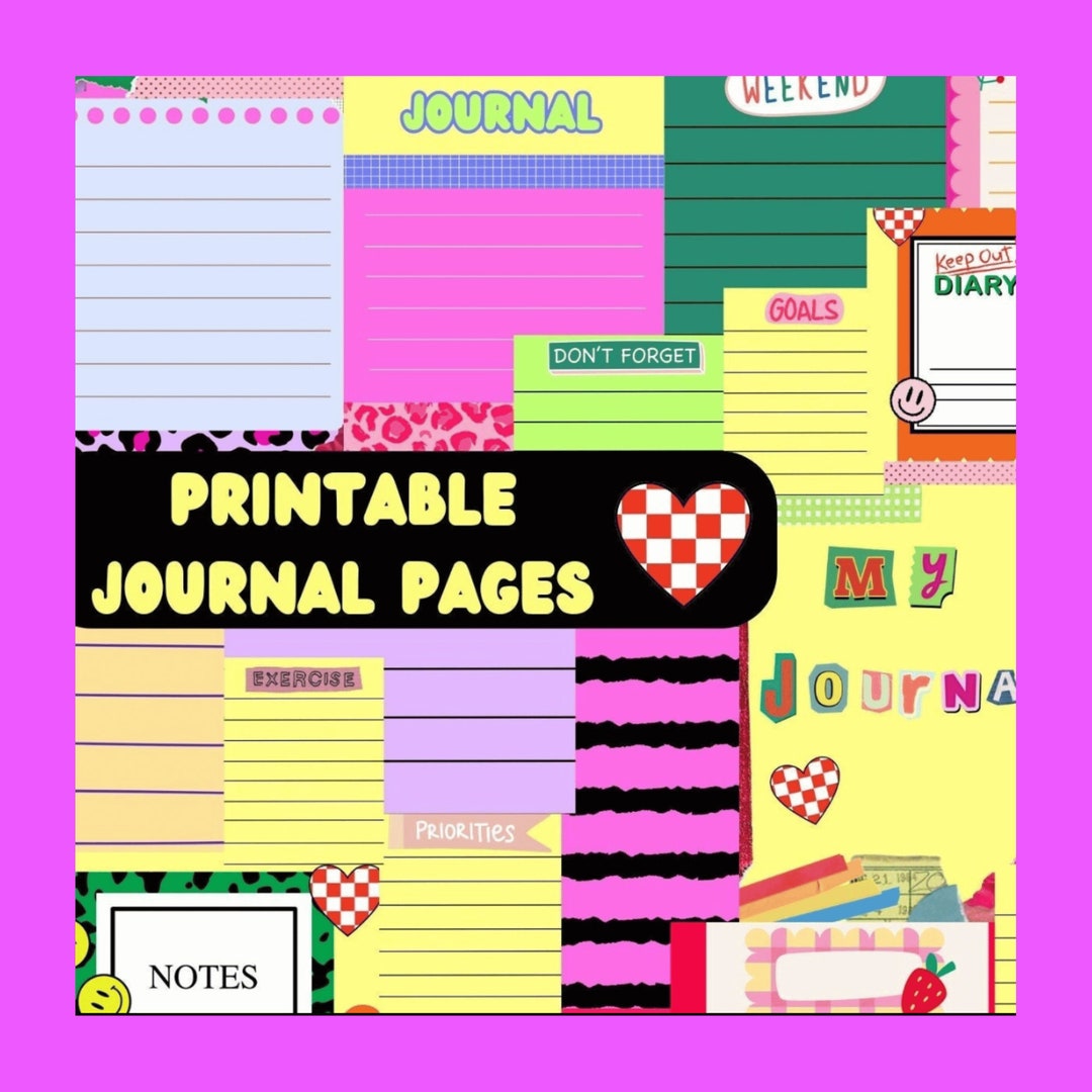 Printable Cute Journal Pages, Digital Journal Paper, DIY Journal, Funky ...
