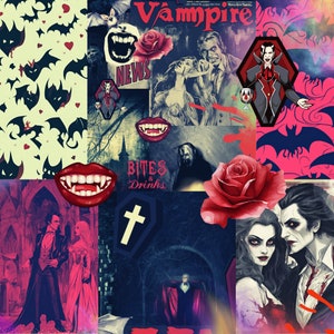 Printable Vintage Vampire Pages, Backgrounds, Halloween, Scrapbooking ...