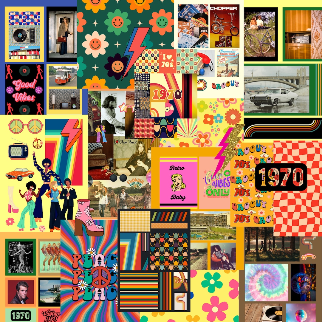 1970s Digital Junk Journal Kit, 1970s Prints, Scrapbooking, Collage ...