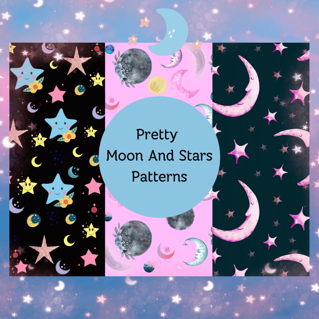 Pretty Moon and Stars Patterns, DIY Craft, Scrapbooking, Journal Papers ...