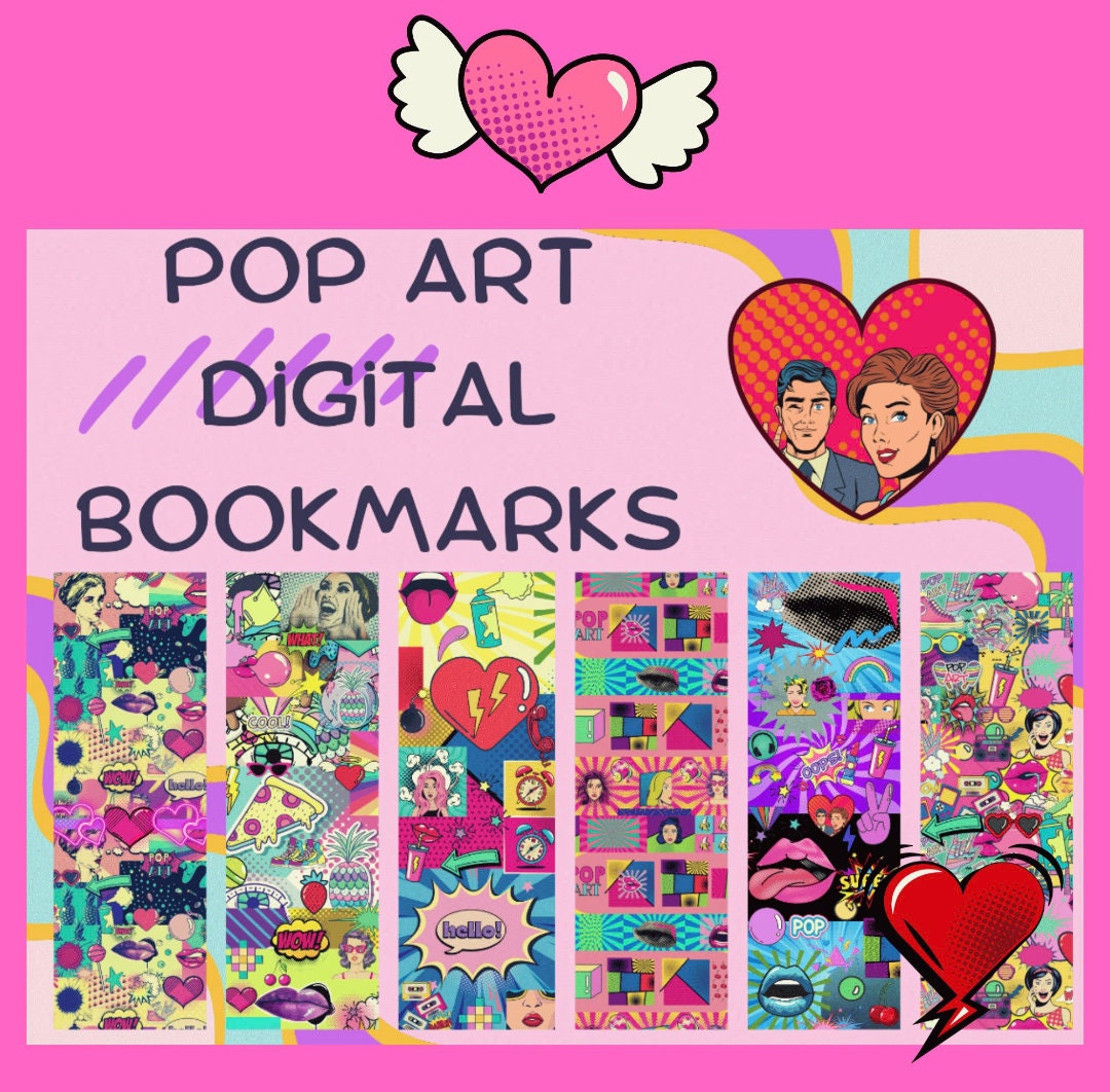 DIY Pop Art Bookmarks, Digital Prints, Pop Art PNG - Etsy