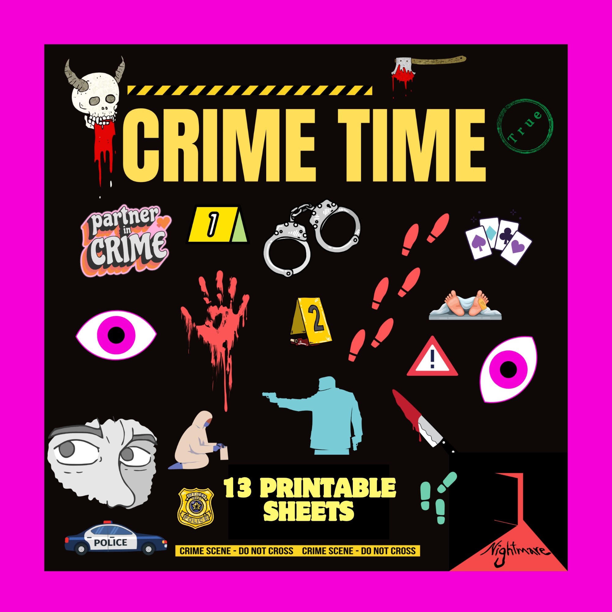 Crime Time Printable Background Paper, Journal Pages, Digital Scrapbook ...