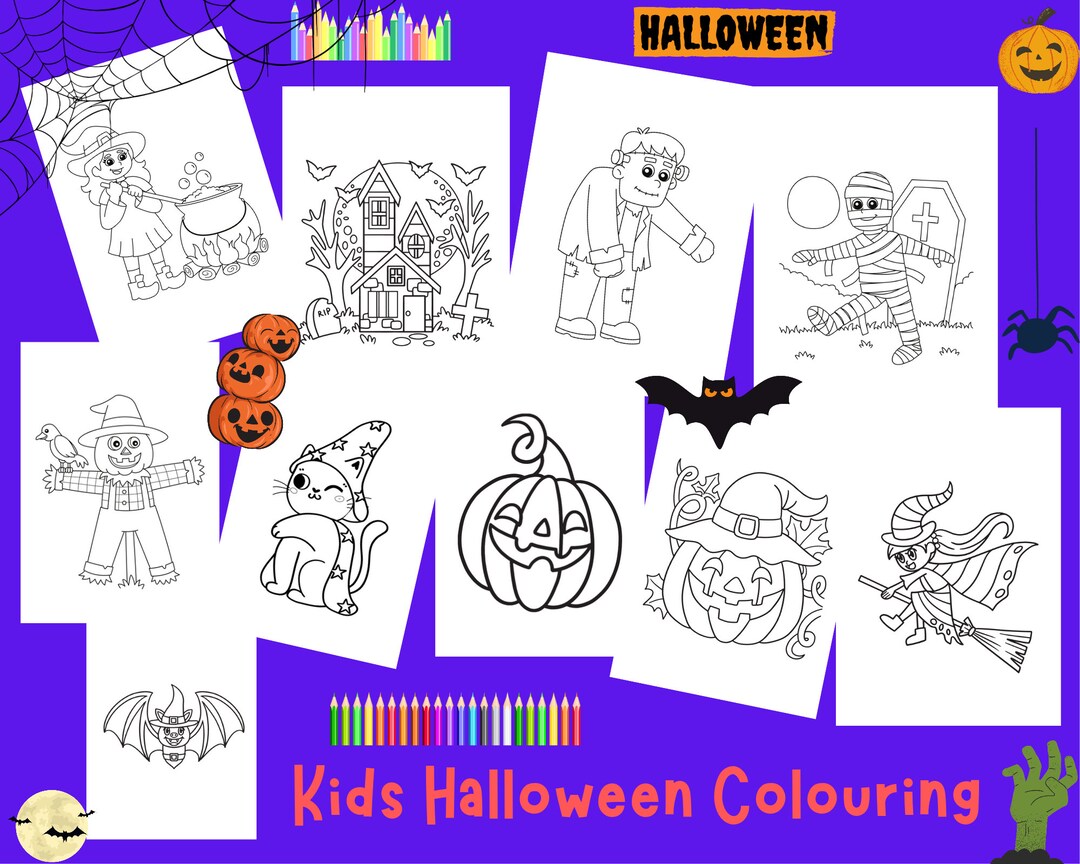 Kids Printable Halloween Colouring Pages Kids Activities - Etsy