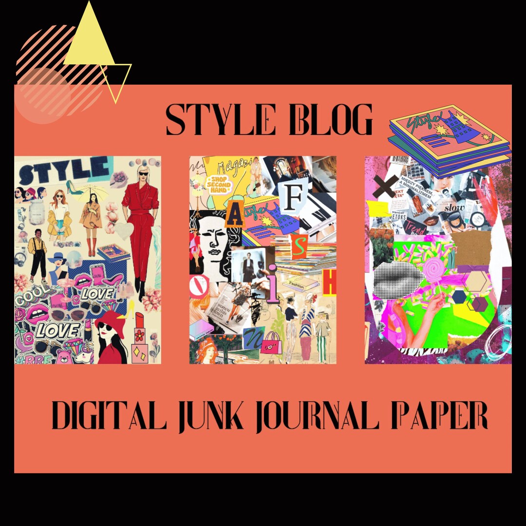 Printable Magazine Style Collage Sheets, Digital Paper for Scrapbooking ...