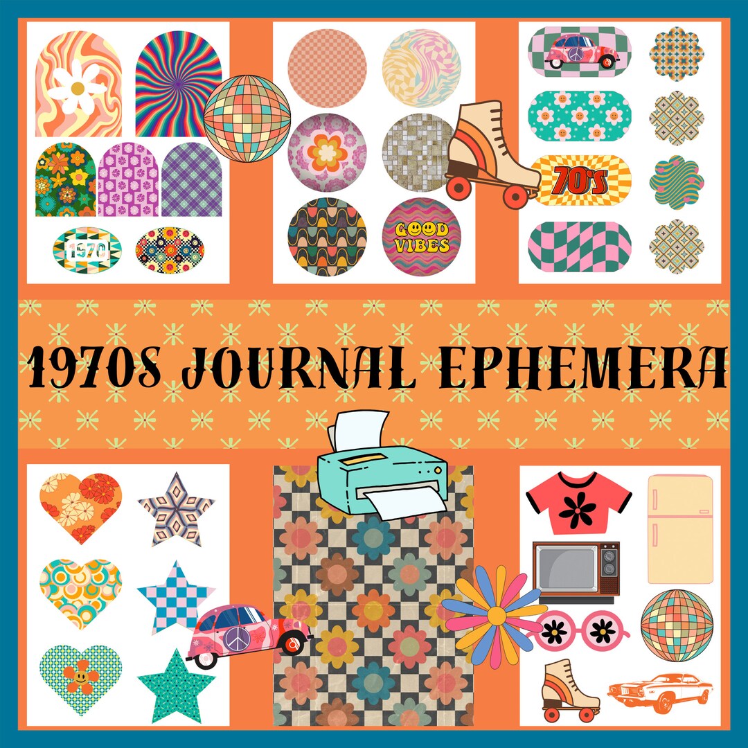 Printable 1970s Junk Journal Ephemera, PNG Prints, Fussy Cuts ...