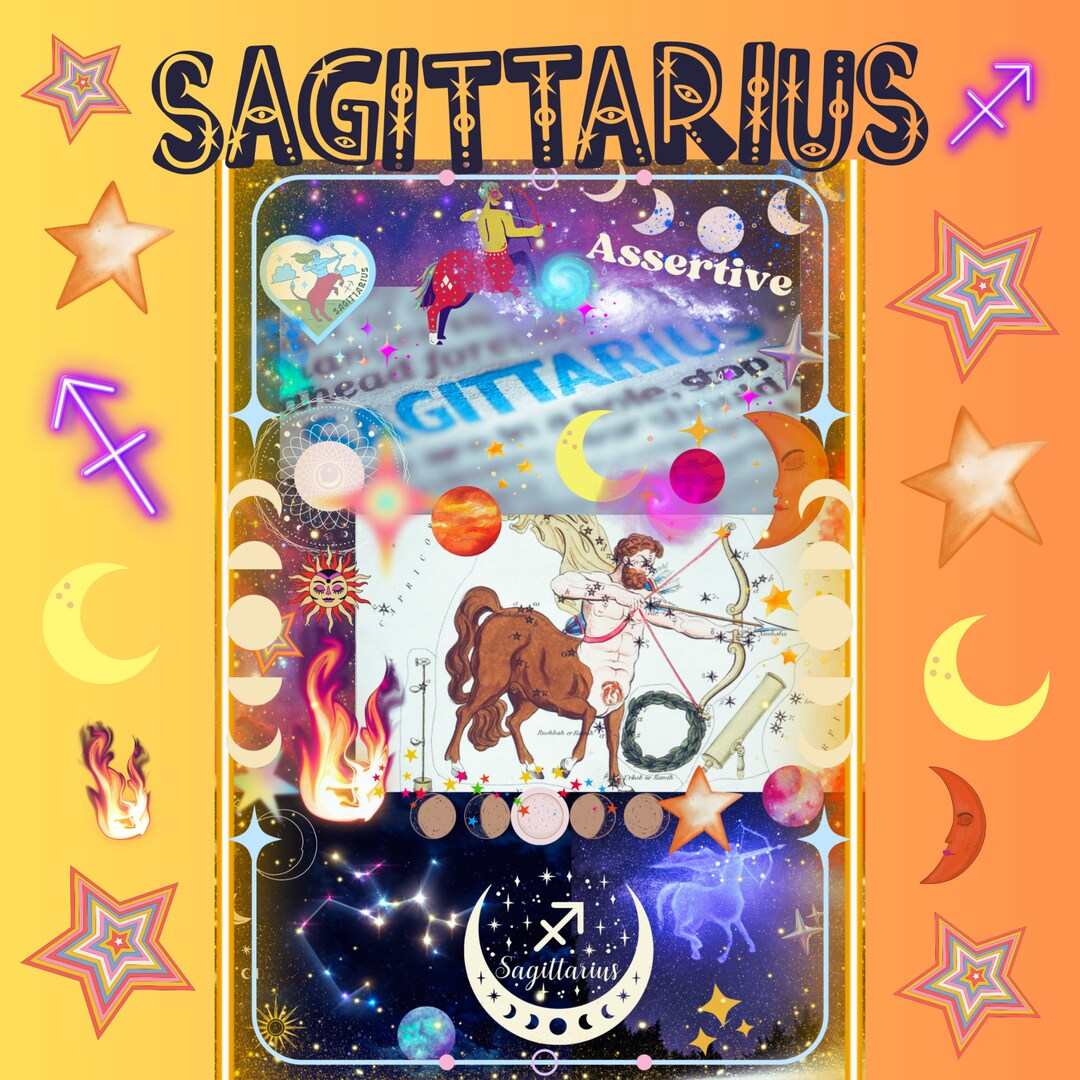 Sagittarius Gift Print, Star Sign Collage, Zodiac, Astrology, Digital ...