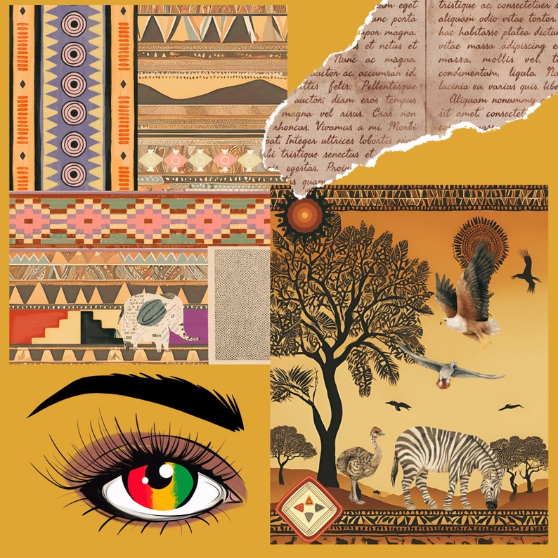 Printable African Collage Sheets, PNG Prints, Scrapbooking, Junk ...