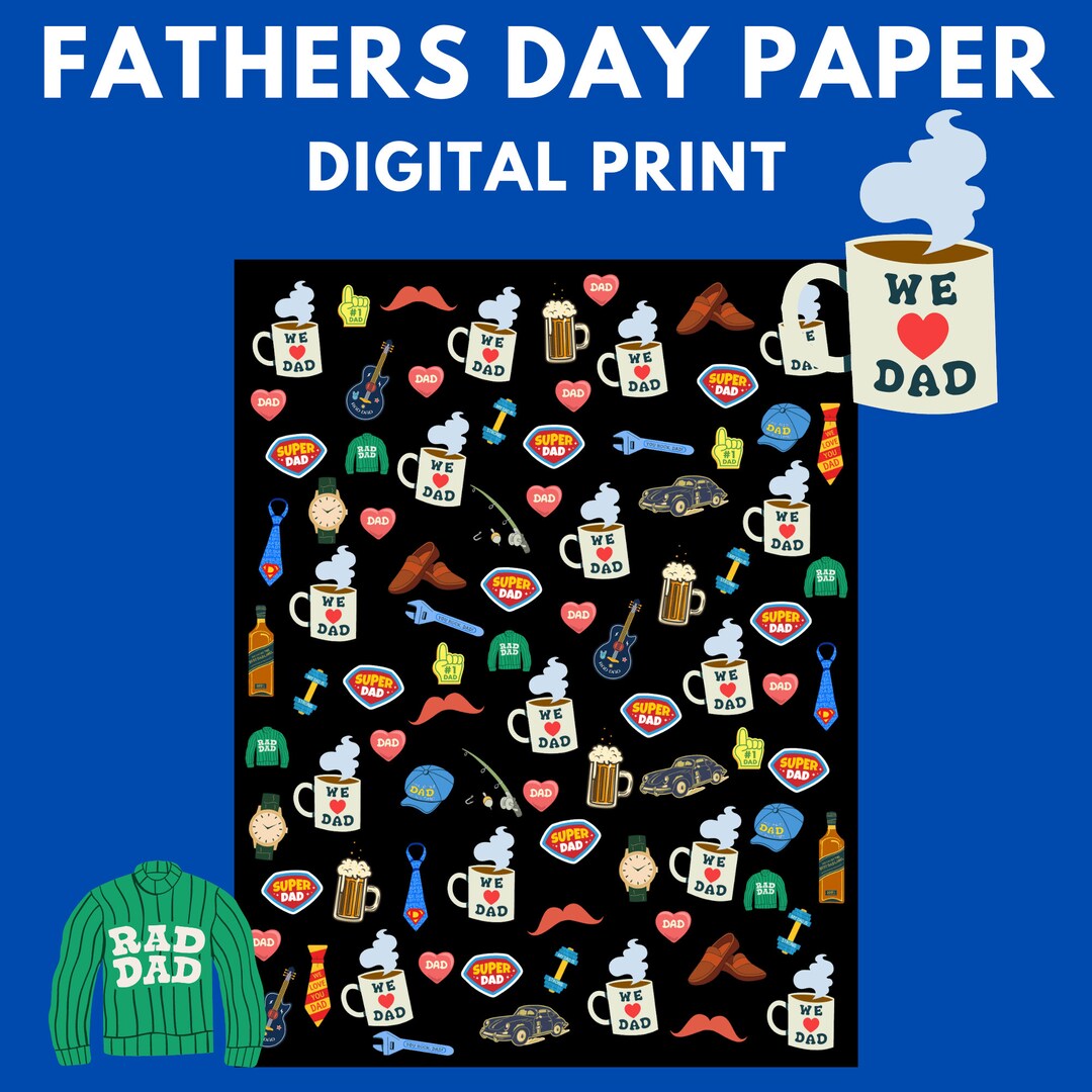 Fathers Day Print, Digital Paper, Printable Patterned Paper, DIY Craft ...