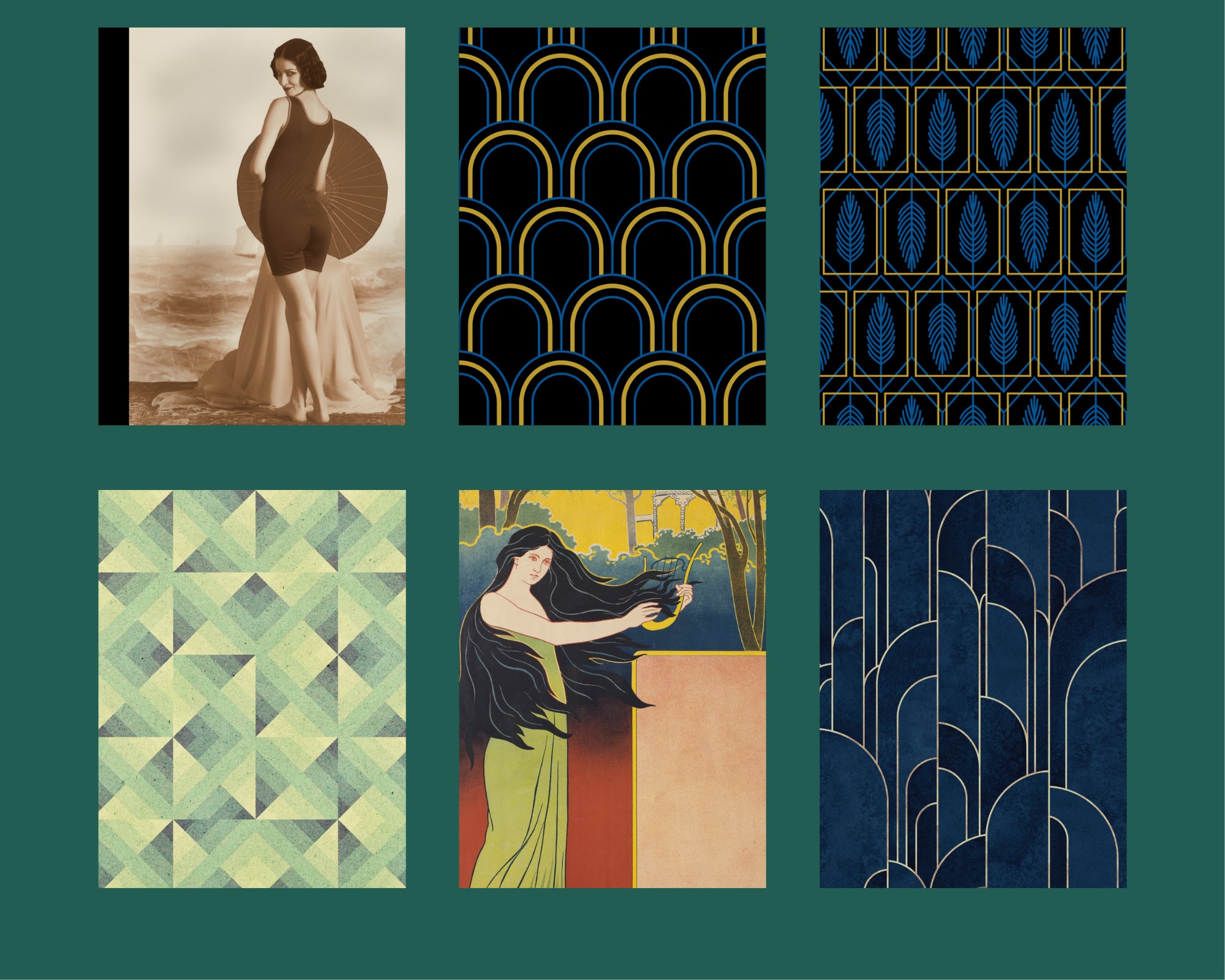 Art Deco Journal Papers, 1920s Digital Prints, Geometric Patterns ...