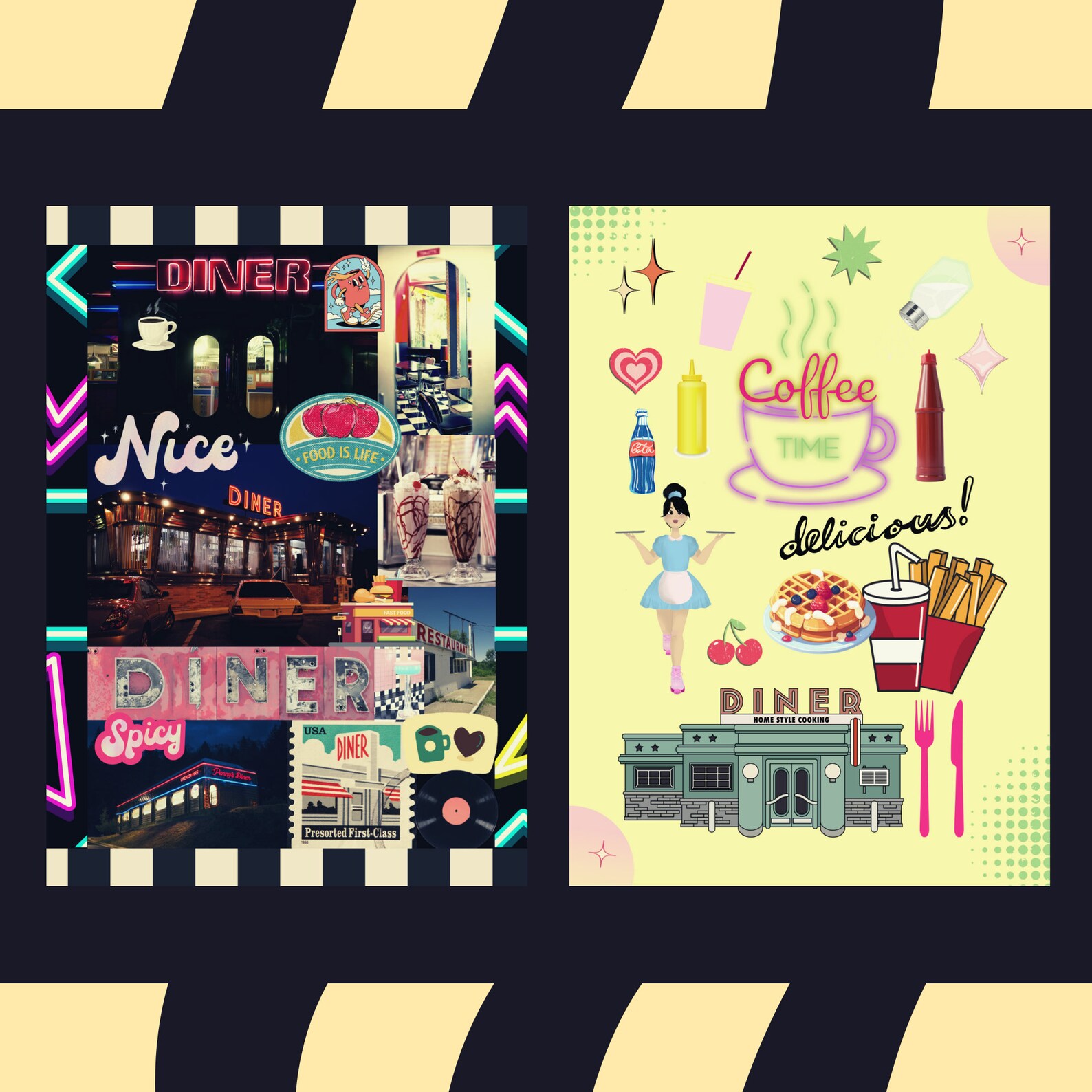 50s Retro Diner Prints, Collage Sheets, Backgrounds, Digital Paper - Etsy