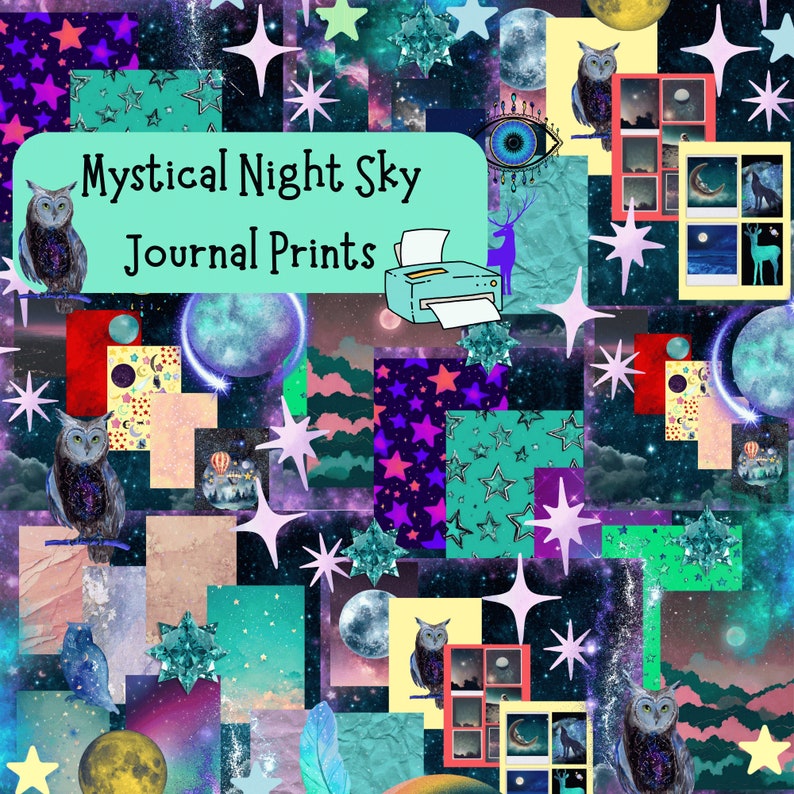 Printable Night Sky Sheets, Digital Paper, Scrapbooking, Journal Pages ...