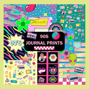 90s Digital Junk Journal Kit, Background Paper, Retro Theme, Digital ...