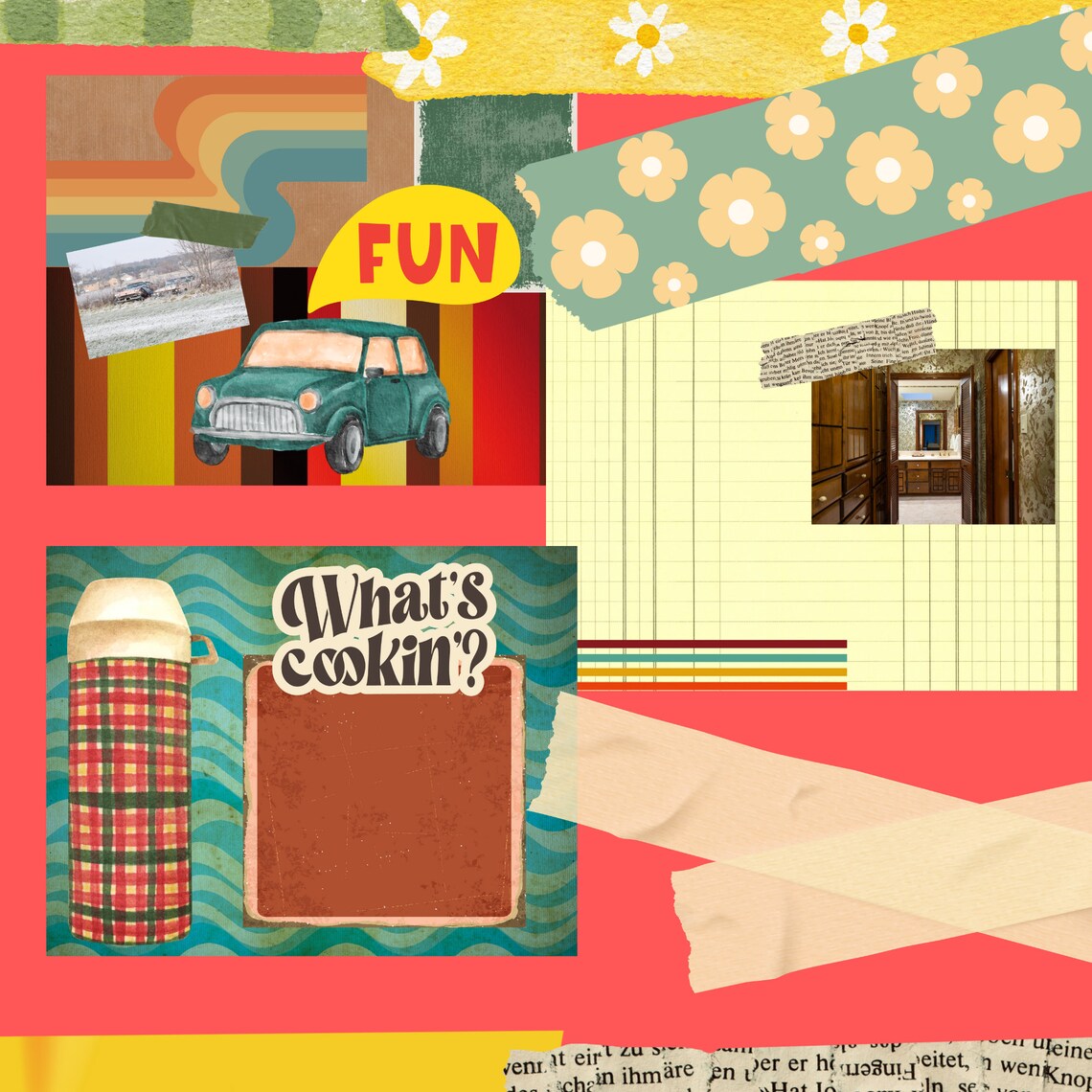 1970s Scrapbook Paper, Digital Prints, Retro Vintage, Junk Journal ...