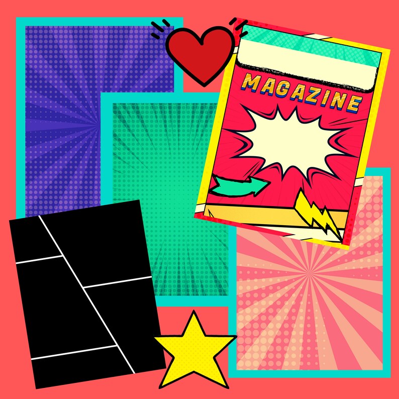 Printable Pop Art Comic Templates, Digital Download Prints, DIY Craft ...