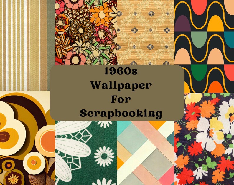 Printable 1960s Backgrounds, 60's Wallpaper, DIY Craft, Patterns, Florals, Digital Download - Etsy