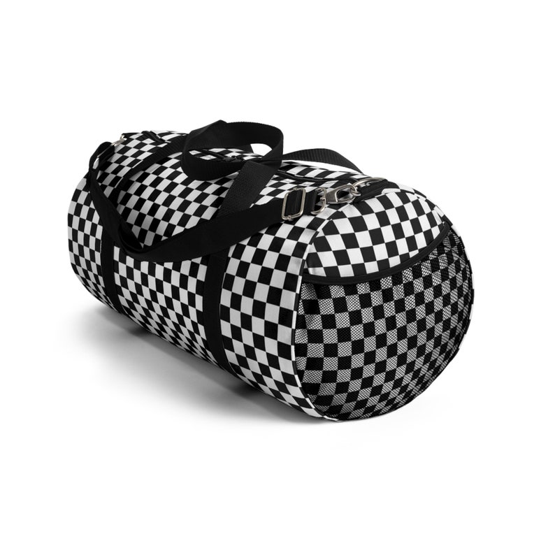 Checkered/racing/black and White Checkered Duffel Bag - Etsy