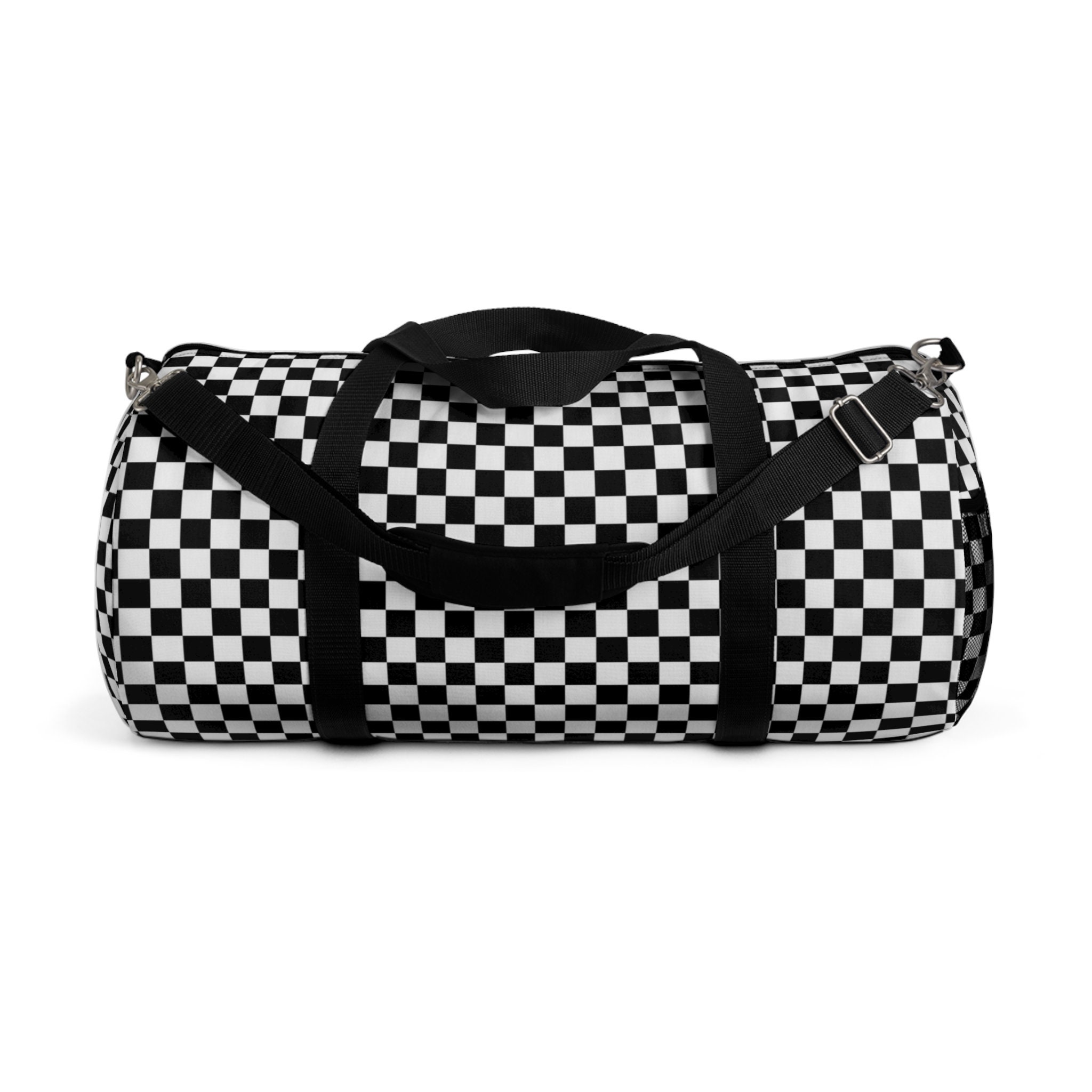 Checkered/racing/black and White Checkered Duffel Bag - Etsy