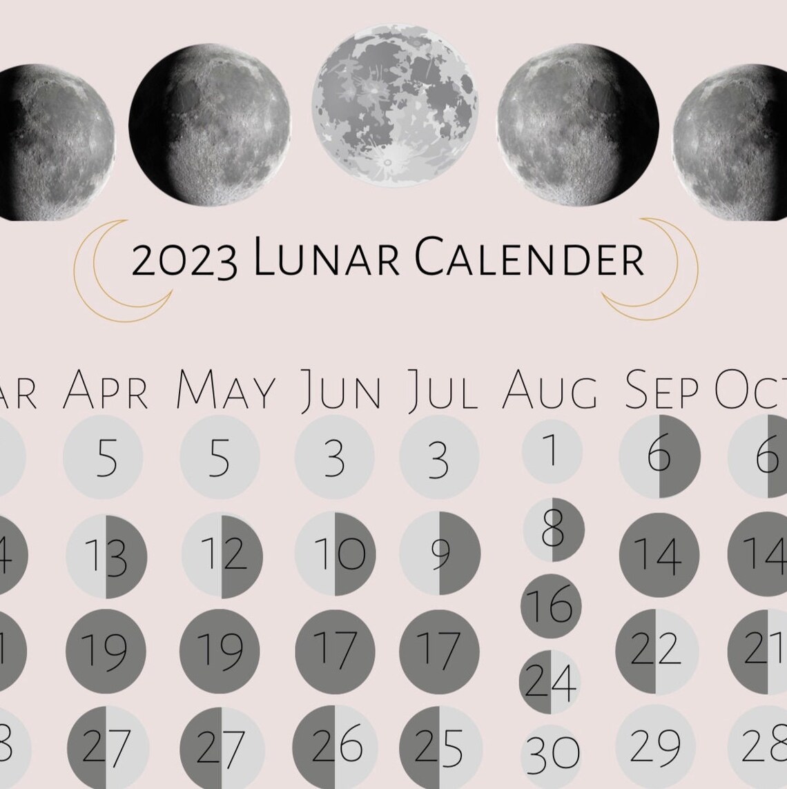 2023 Lunar Calendar Digital Printable PDF - Etsy