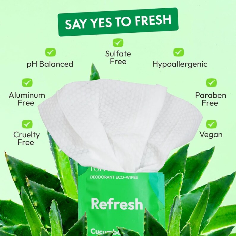 Deodorant Wipes - 30 Count Eco-friendly Cucumber Aloe Mini Deodorant ...
